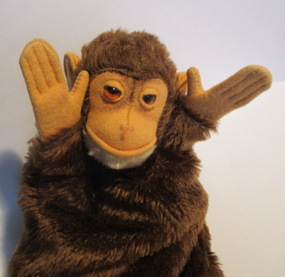 Vintage Steiff Jocko Hand Puppet Made in Germany Soft Chimpanzee Monkey ...