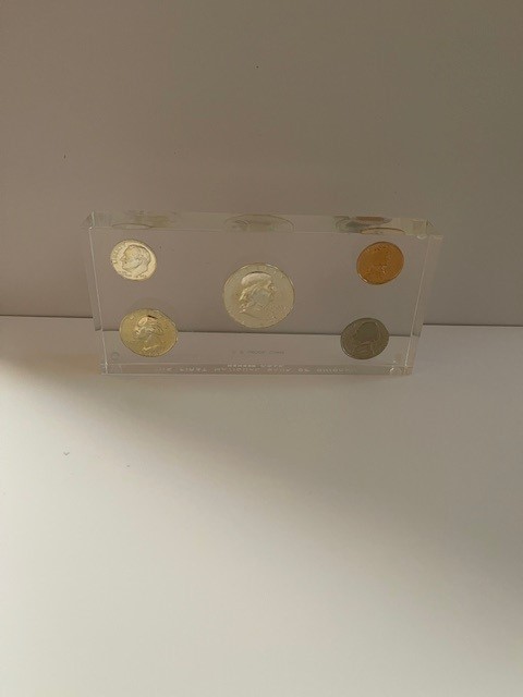 Two Lucite Coin Paperweights - Silver | eBay