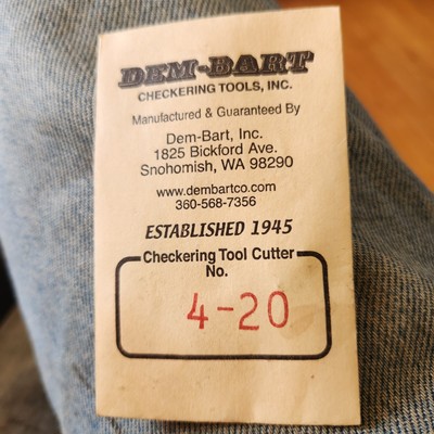 Dem-Bart Checkering Tool Cutter # 4-20 Gunsmith Stock | eBay
