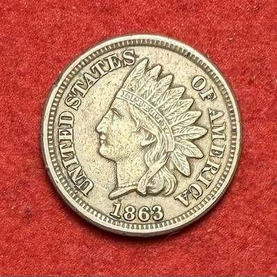 1863 Indian Head Cent Copper Nickel US Penny 1C CN Coin - From Large ...