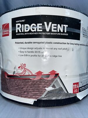 VentSure 11.25” x 20’ x 5/8” Black Plastic Roll Roof Ridge Vent***FAST ...