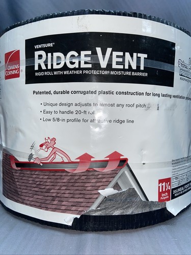 VentSure 11.25” x 20’ x 5/8” Black Plastic Roll Roof Ridge Vent***FAST ...