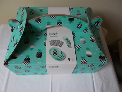 Cardboard Picnic Box For 4 Persons With Plates Cups Napkins & Cutlery ...