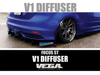 VM Rear Bumper Diffuser Spoiler Lip Splitter Fins 2013+ Ford Focus ST ...