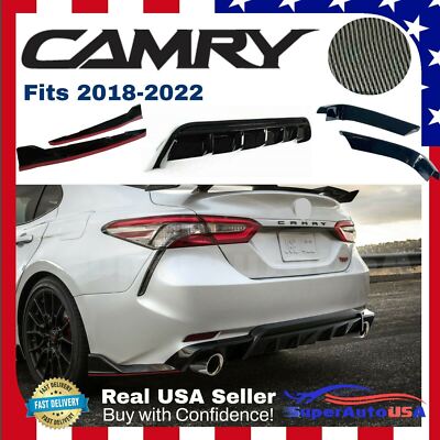 Fit 2018-23 Toyota Camry TRD Rear Diffuser Carbon Fiber Style Splitters ...