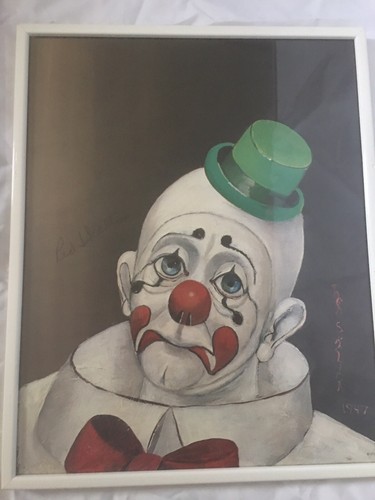 Signed 1947 RED SKELTON Lithograph Print on Canvas SAD FACE CLOWN. | eBay