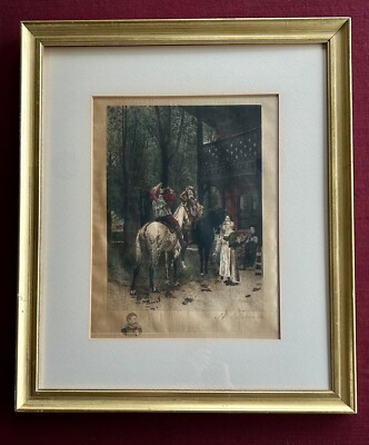 Meissonier's Remarque Proof Silk Etching The Halt • 1876 Engraved by A ...