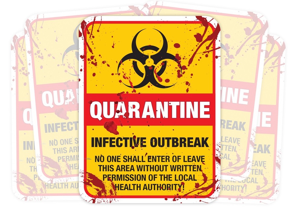 5pcs ZOMBIE Warning Quarantine Infected Area - Caution Sign Apocalypse ...