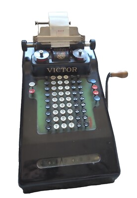 Vintage 1920 s 1930 s Victor 6 Row Hand Crank Adding Machine ~ Works ...