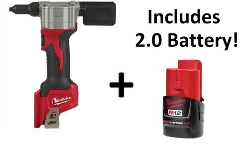 Milwaukee 2550-20 M12 12 Volt Rivet Gun Bare Tool Only With 2.0 Battery ...