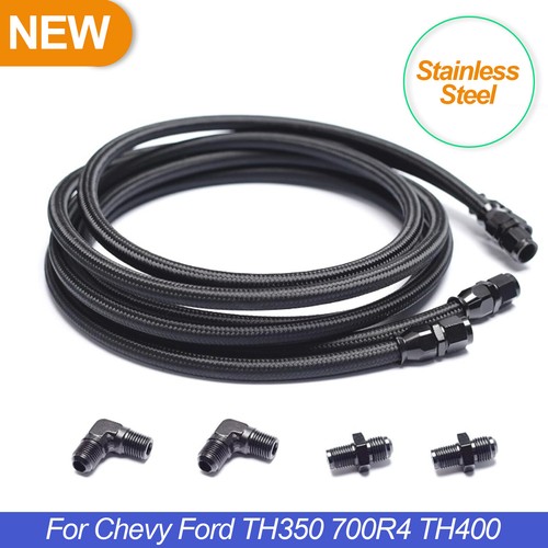 TH350 700R4 TH400 SS Braided Transmission Cool Hoses Lines Kit For ...