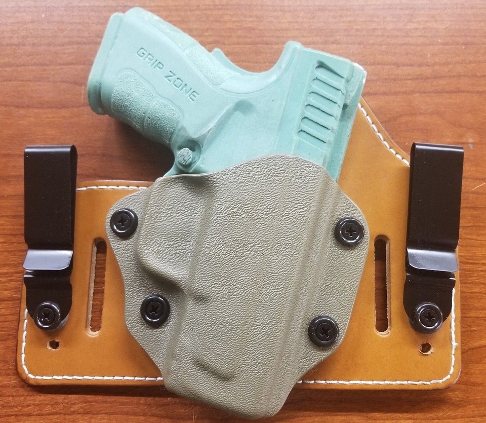FITS GLOCK MODELS IWB & OWB TUCKABLE HYBRID HOLSTER KYDEX/LEATHER ...