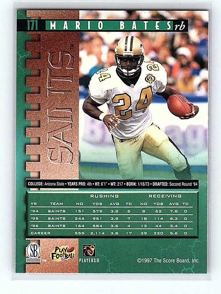 1997 Score Board Pro Line Mario Bates New Orleans Saints #171 | eBay