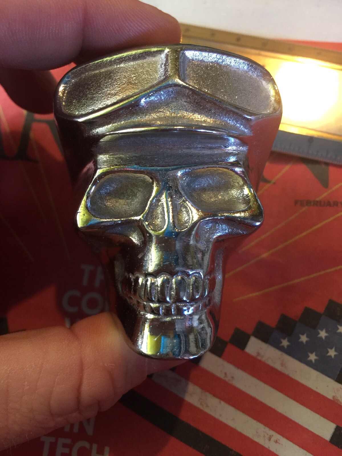 Army Soldier Skull Gear Shift Knob 1/4” Thread Metal Chrome Vanadium ...