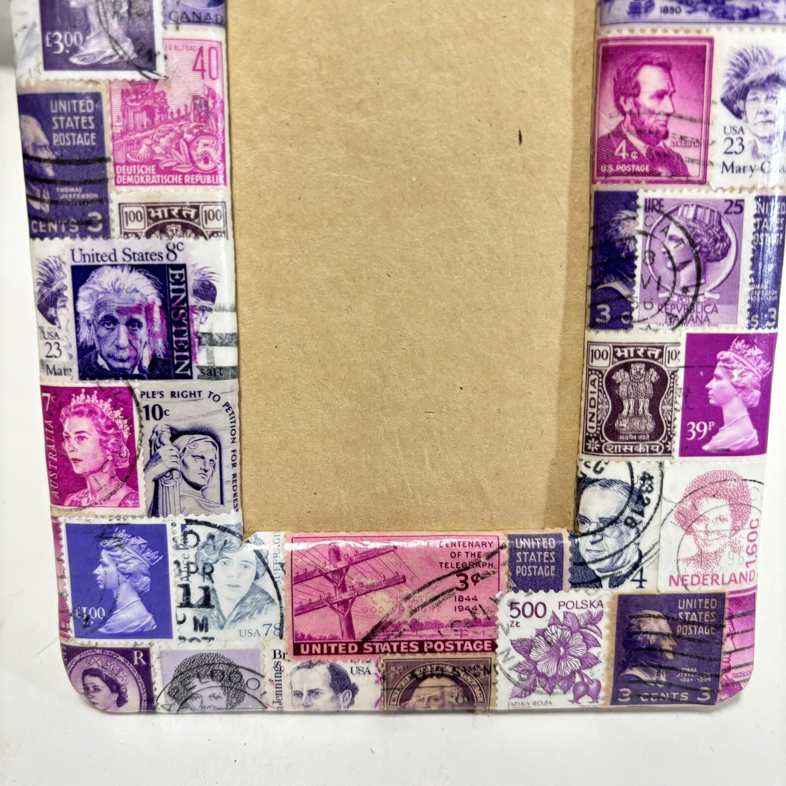 Vintage Postage Stamps Retro Decoupage Picture Frame Fits 2.5”x4.5 ...