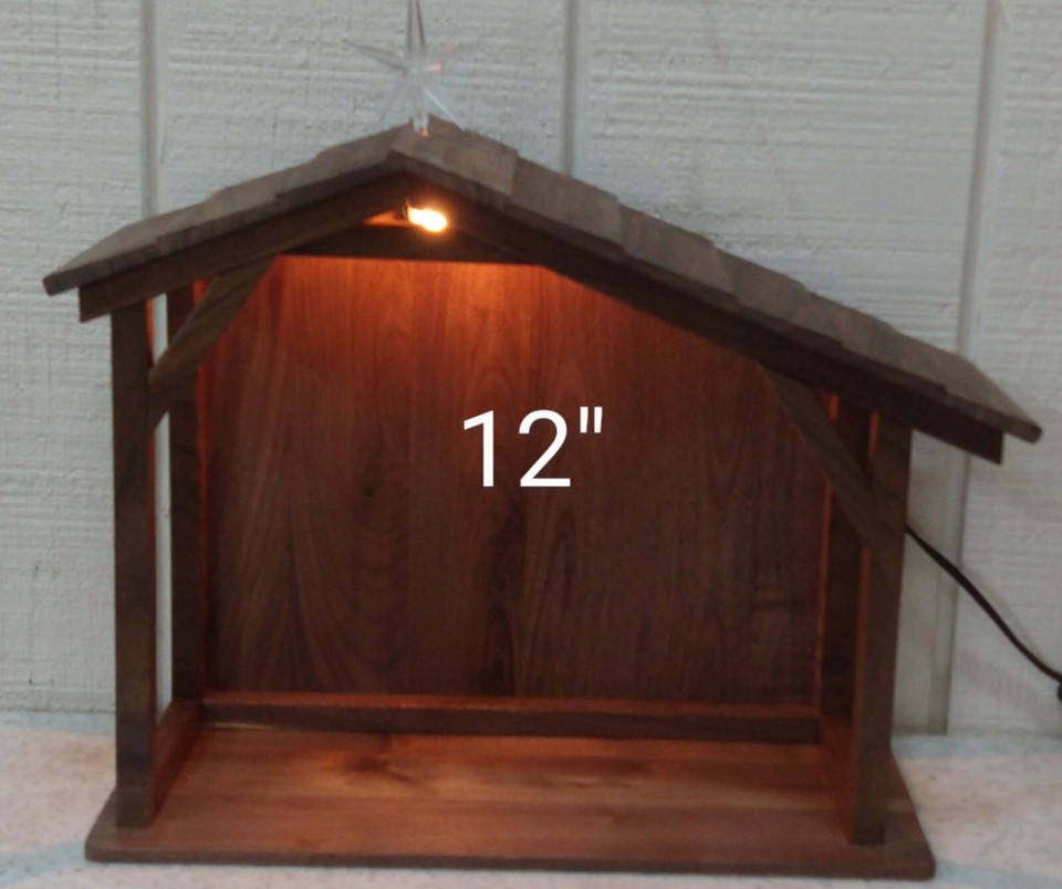 Traditional Walnut Nativity Stable w/floor/Creche/Christmas Manger ...
