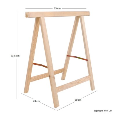 2 Wooden Folding Trestles (max load 100kg each) for a garden, workshop ...