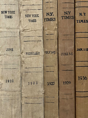 Antique 1920s Set of 5 Bound New York Times Newspapers - Historical ...