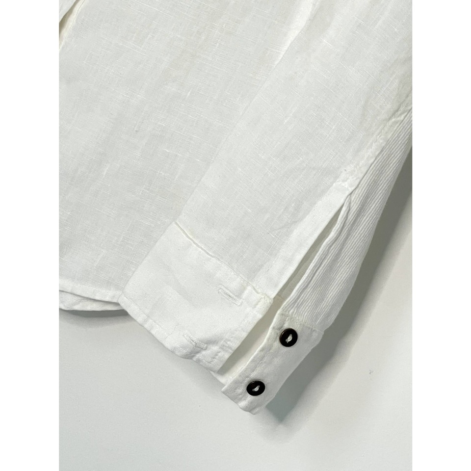 Green Dragon 100% Linen White Button Shirt Size Small Minimalist ...