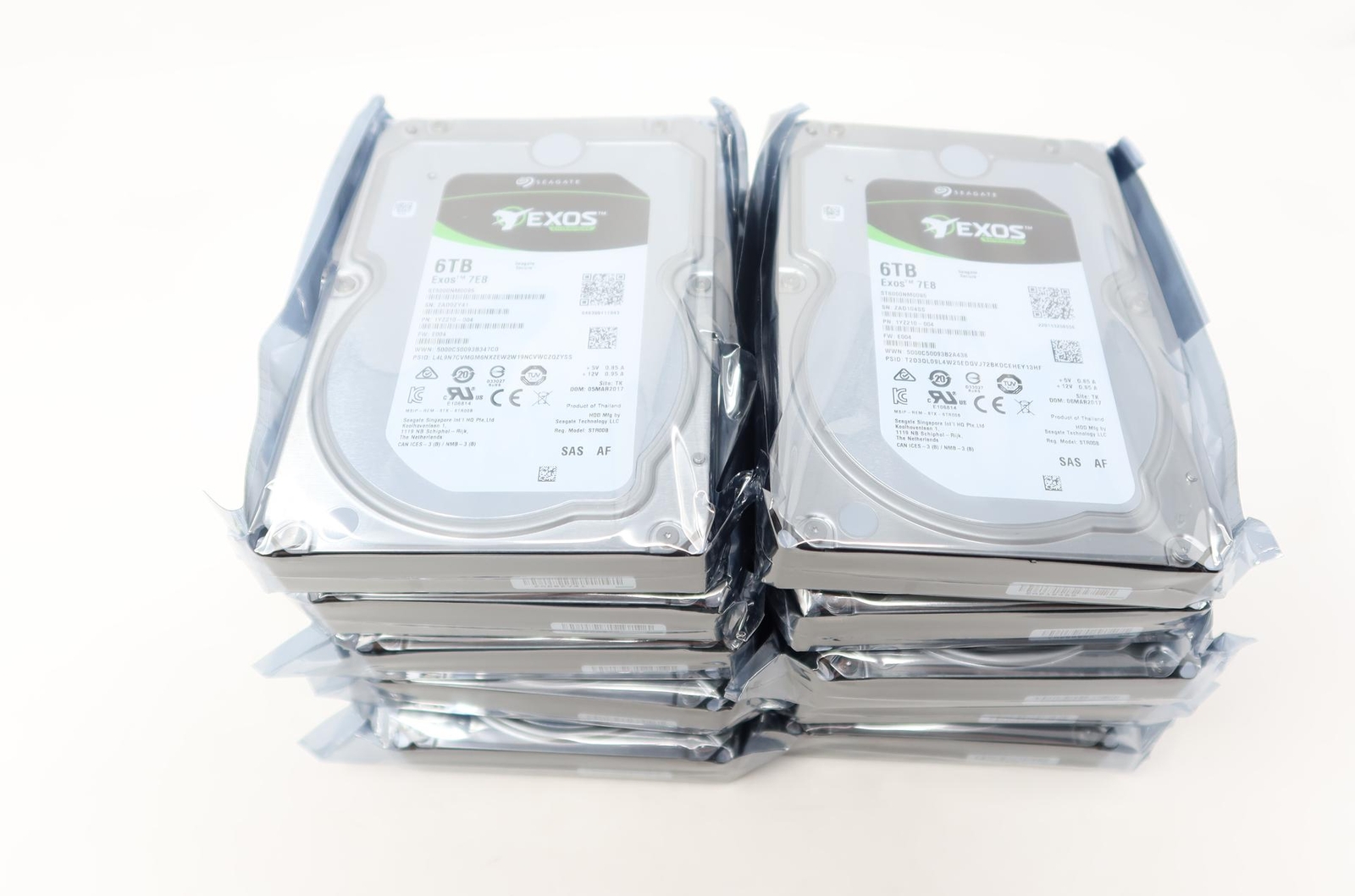 Lot of 10 Seagate EXOS ST6000NM0095 6TB 7.2K 12Gbps 256MB 3.5" SAS Hard ...