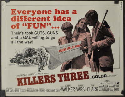 Killers Three 1968 Original 22X28 Affiche De Film Robert Walker Jr ...