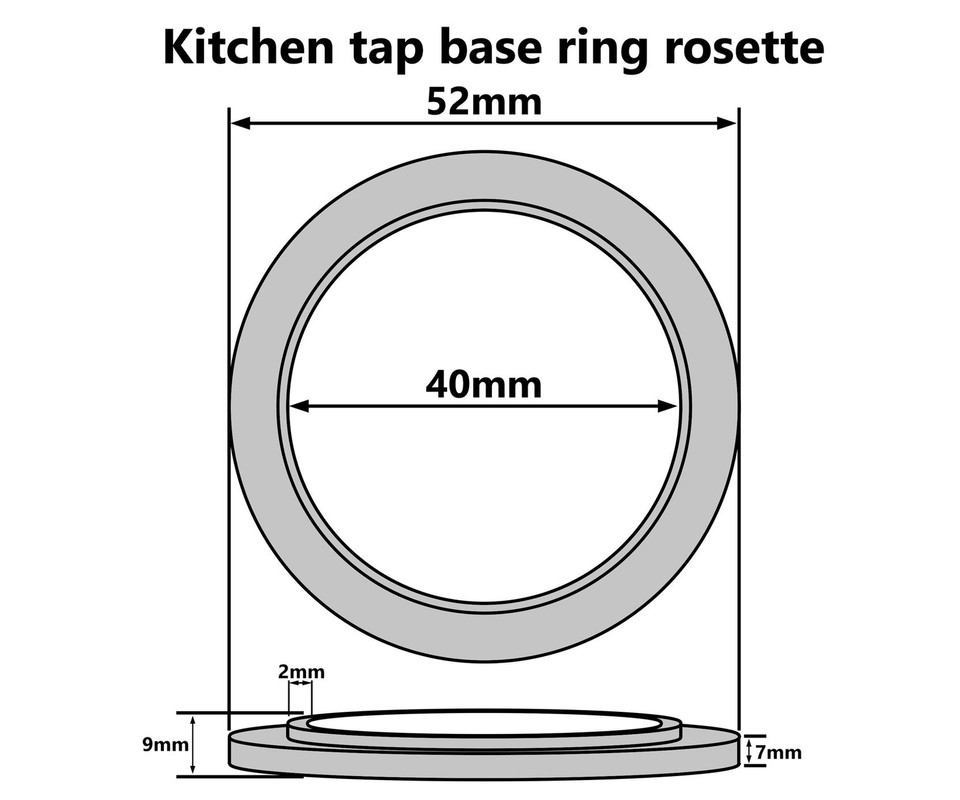 Kitchen/Bathroom Faucet Base Ring + Gasket Tap Washer Rosette Chromed ...