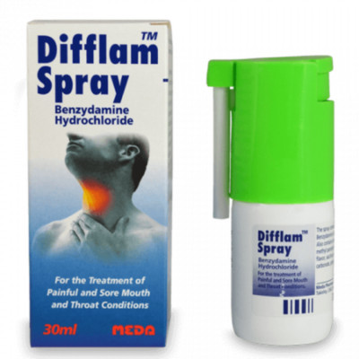 DIFFLAM Throat Spray Benzydamine Hydrochloride (30ml) Uk Pharmacy Stock ...