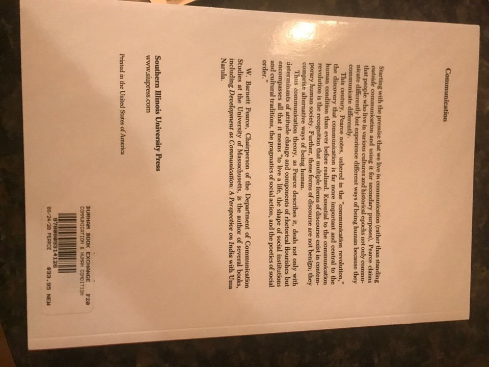 Communication and the Human Condition by W. Barnett Pearce (1989 ...