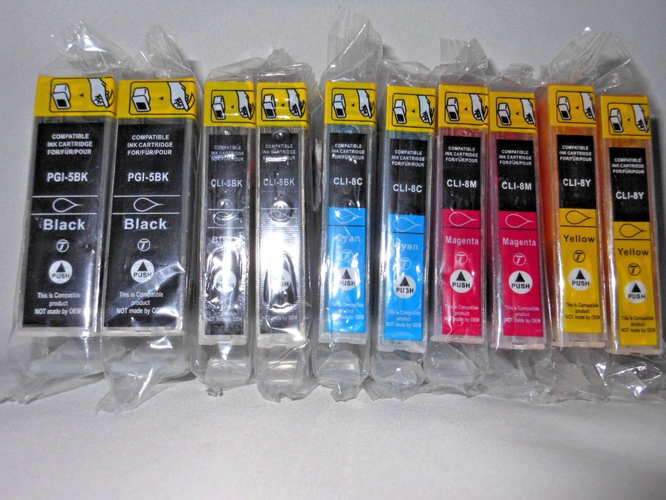10PK PGI5 BK CLI8BK C M Y Ink Cartridge for Canon MP970 MP830 MP810 ...