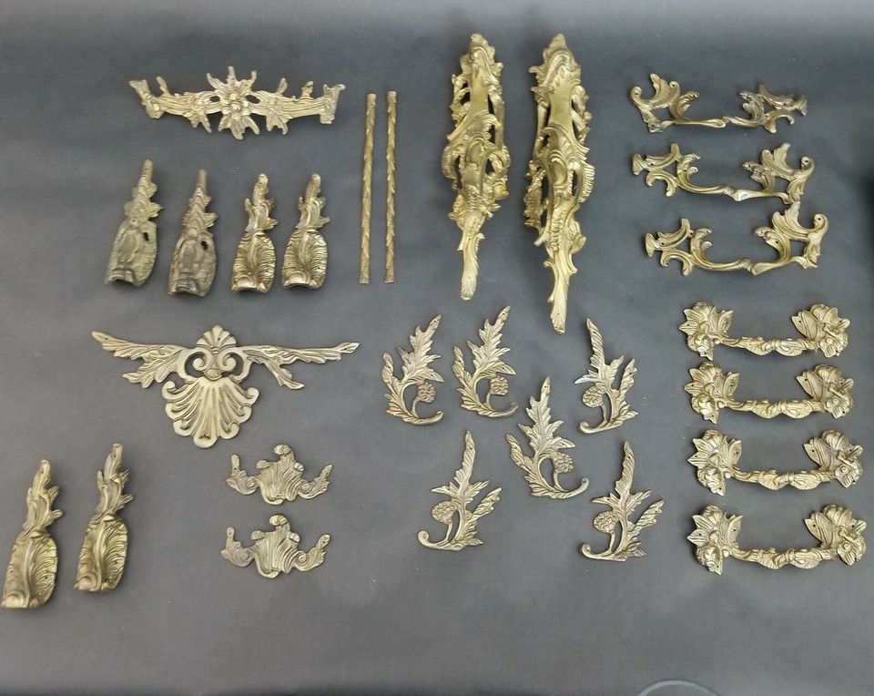 (1) Woman 14" Antique Ornate Solid Gilt Bronze Decorative Corner ...