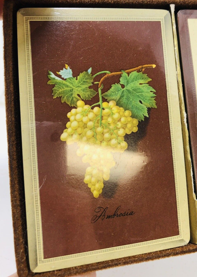 New Vintage Ambrosia Grapes Double Deck Plastic Coated Guild Playing ...