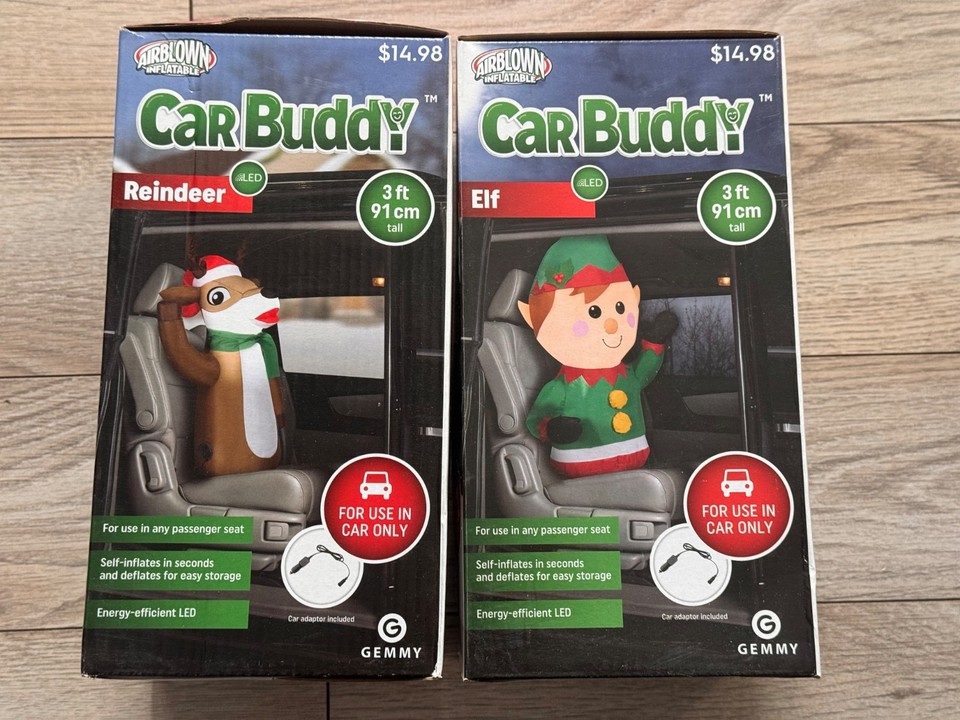 Airblown Inflatables Elf + Reindeer !! Car Buddy. 3 feet tall LED ...
