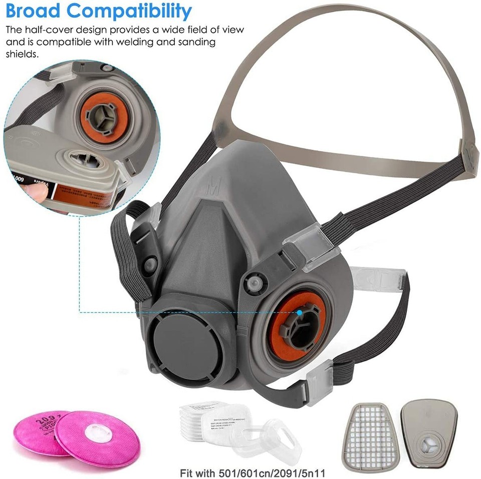 [Half mask respirator] Reusable Half Face Cover 6200 spray mask for ...