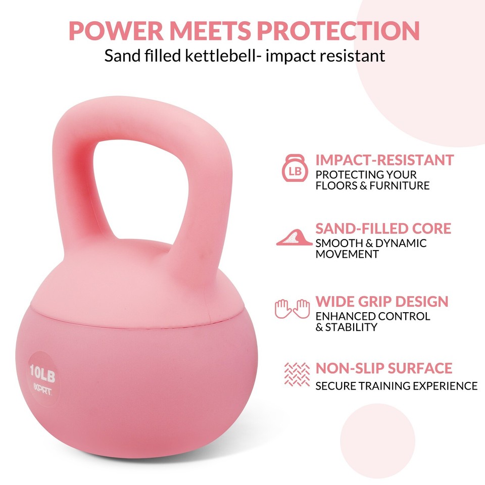 XPRT Fitness Soft Kettlebell 10/12 LBS Protective Shell Sand Filled ...