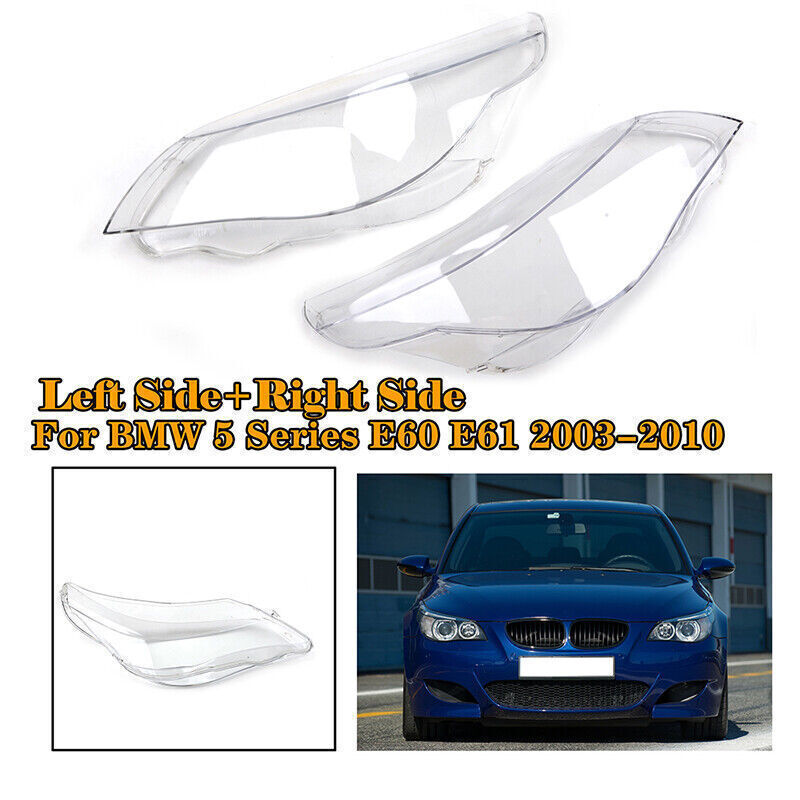 Headlight Headlamp Lens Cover Left+Right Side For 5 Series BMW E60 E61 ...