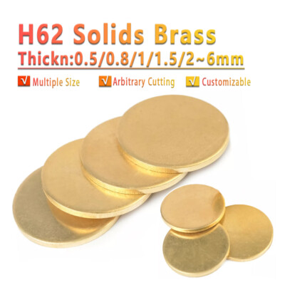 H62 Solid Brass Discs Plate Round Sheets Thick 0.5/1/1.5/2/3/4/5/6mm OD ...
