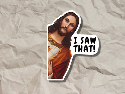 Meme Sticker "I Saw That" Jesus Christ Peeking - Religious Meme Sticker ...