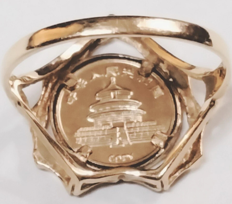 STAMPED 10K YELLOW GOLD PANDA " COPY " BAMBOO DESIGN SIZE 6.25 RING 2 ...