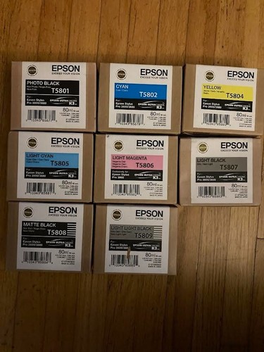 8 X New Genuine Stylus Pro 3880 / 3800 Color Toner T5801 T5802 T58034 ...