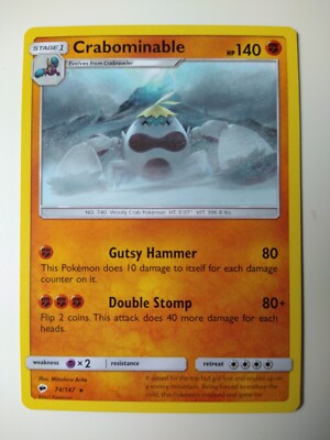 Crabominable Burning Shadows 74/147 Rare 2017 Pokemon Card TCG | eBay
