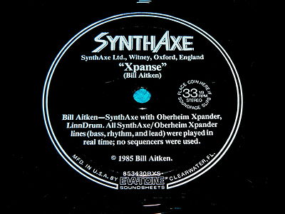 SynthAxe : BILL AITKEN promo 7" FLEXI-DISC "Xpanse" @ GUITAR | eBay