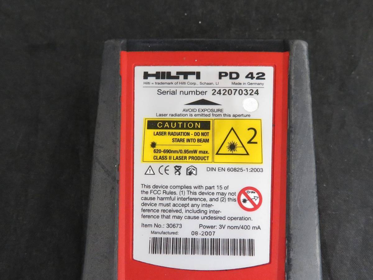 HILTI PD-42 DIGITAL LASER DISTANCE MEASURER 200M/650 FEET RANGE ...