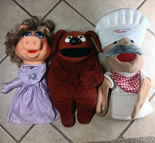 Vintage ROWLF MISS PIGGY Fisher Price CHEF The Muppets LOT Hand Puppet ...