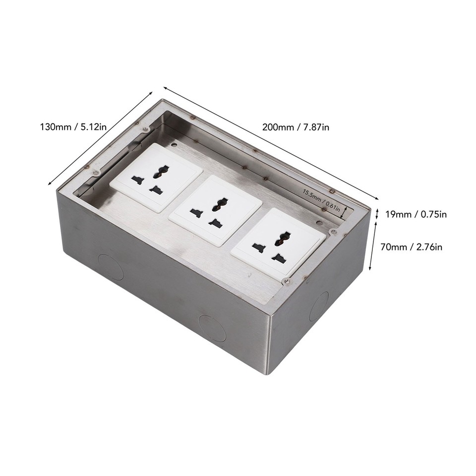 4KW Embedded Socket Box 3 Outlets Stainless Steel Floor Power Socket ...