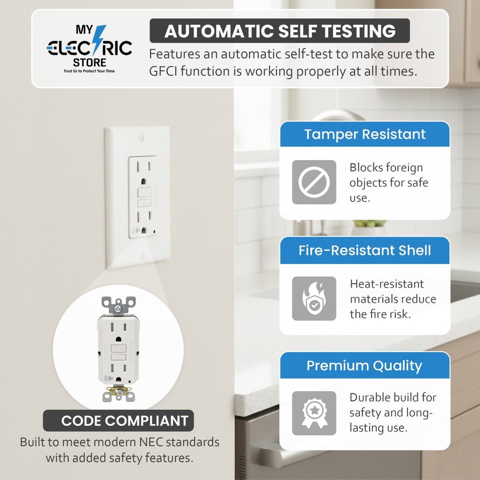 Leviton GFTA1-W 15A Audible GFCI Receptacle Tamper Resistant White New ...