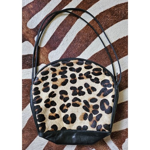 Vintage Cache Leather & Leopard Print Cowhide Crossbody Purse | eBay