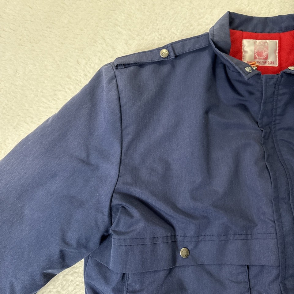 Vintage Lion Chevron Gas Station Uniform Jacket Insulated Made in USA L ...