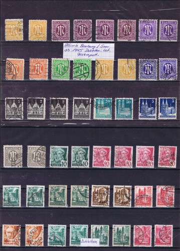 Alliierte Besetzung / Saar ab 1945 Dubletten-Lot, gestempelt (5 Karten ...