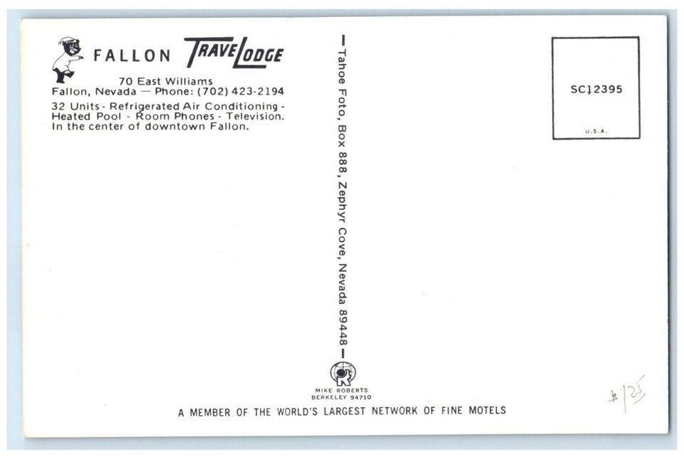 c1960 Fallon Travelodge East Williams Fallon Nevada NV Vintage Antique ...