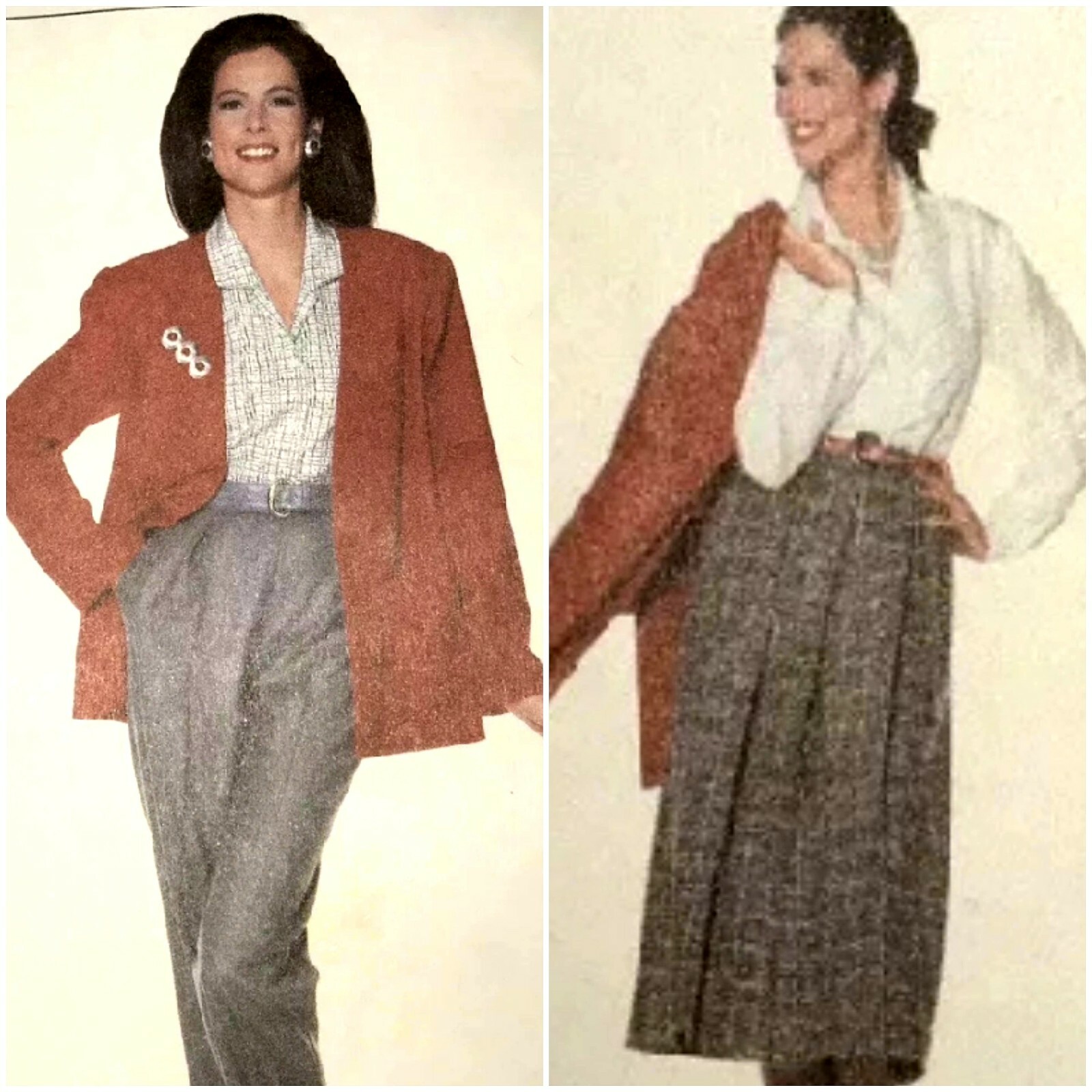 1980s Blazer Box Pleat Skirt Blouse Duster Coat Simplicity 7810 Sewing ...
